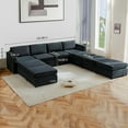 EDX Comfy Fabric 9-Seat Convertible Modular Sectional Sofa, U-Shaped ...