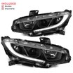 For 2016-2021 Honda Civic Projector W/LED DRL Chrome Headlights ...