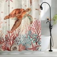 Brown Sea Turtles Shower Curtains for Bathroom, Summer Ocean Red Marine ...