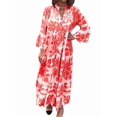 Women'S Elegant Stand Collar Trumpet Sleeve Printed Fashion Layered ...