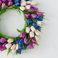 Artificial Tulip Wreath, 16 Inch Hanging Tulip Floral Twig Garland ...