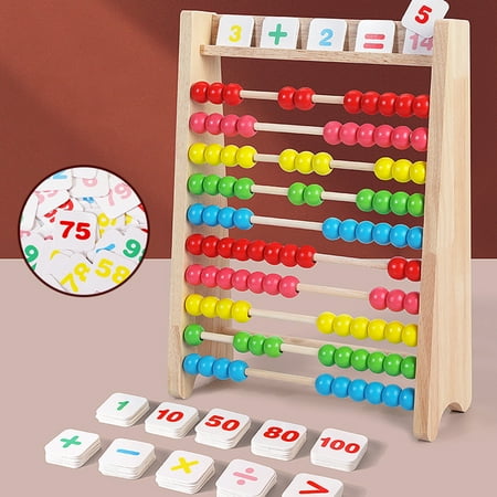 OUTOP Children Wooden Abacus Educational Math Toy Rainbow Counting ...