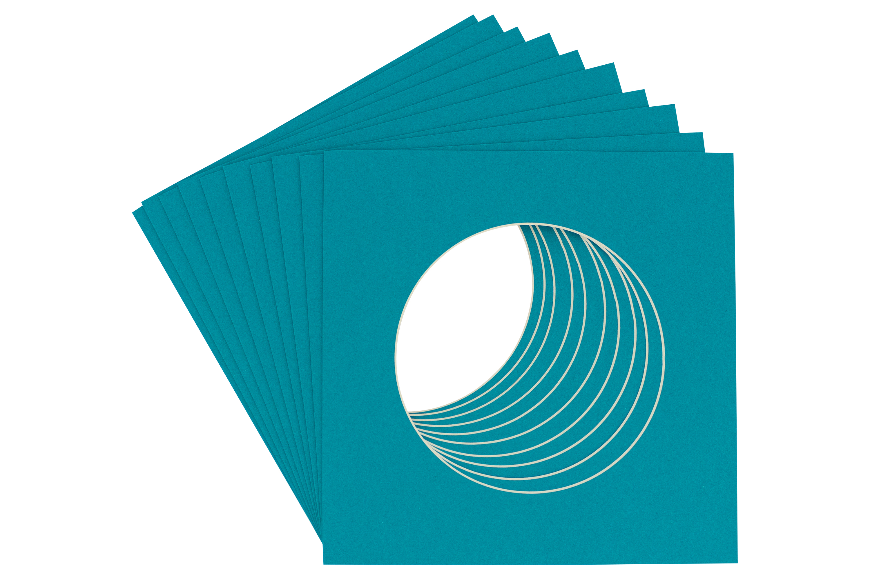 Teal Acid Free 7x7 Cirlce Picture Frame Mat With White Core Bevel Cut Teal Acid Free 7x7 Cirlce Picture Frame Mat With White Core Bevel Cut