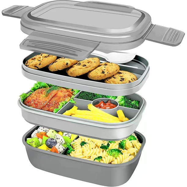 SHAR Lunch Box For Children And Adults - Grey, Bpa-free Bento Lunch Box ...