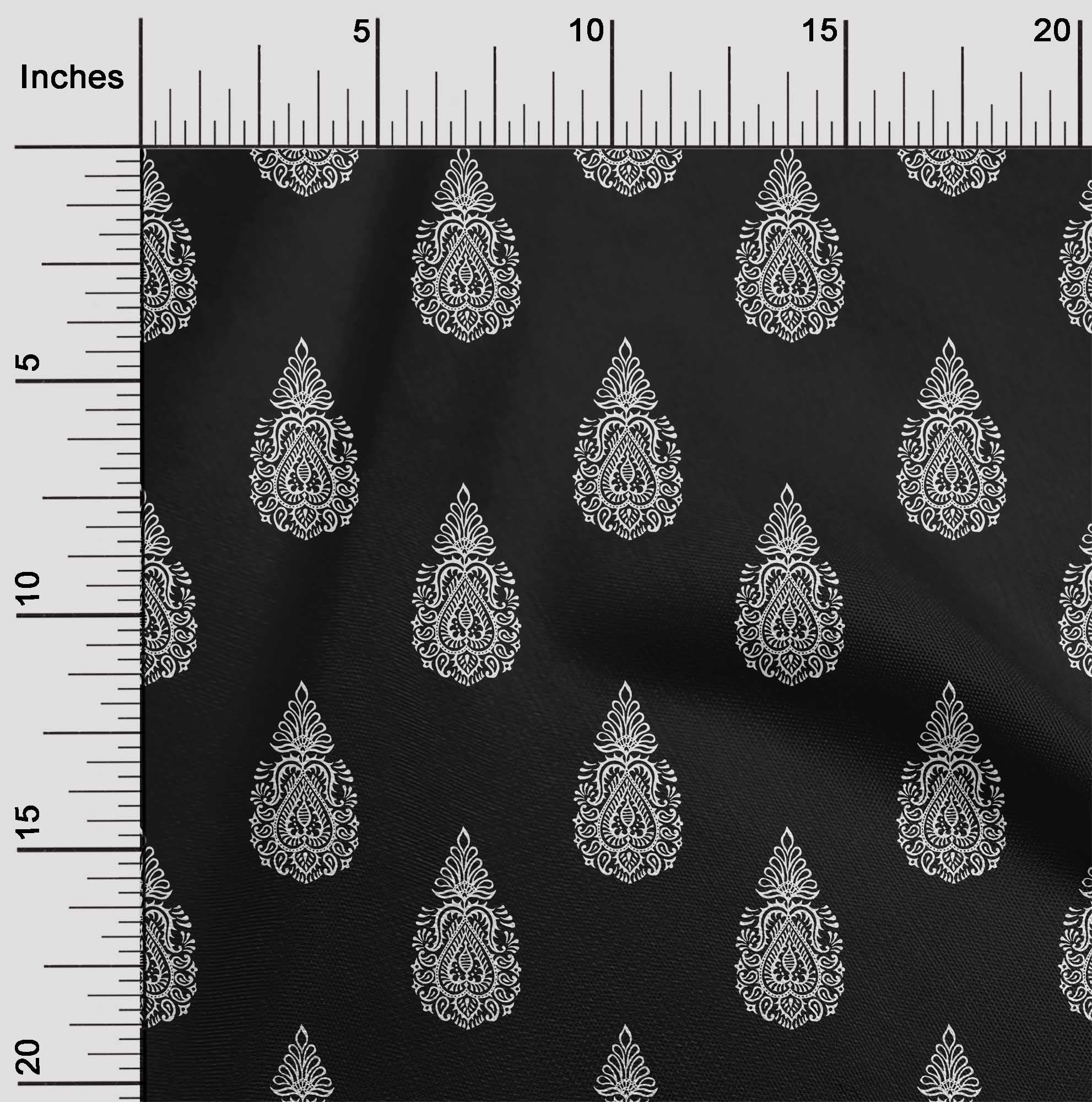 oneOone Organic Cotton Poplin Twill Fabric Paisley Block Print Fabric ...