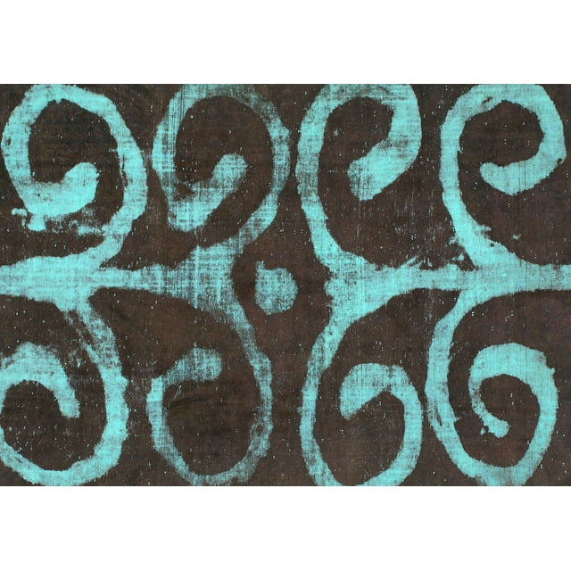 Ahgly Company Indoor Rectangle Abstract Turquoise Blue Modern Area Rugs ...