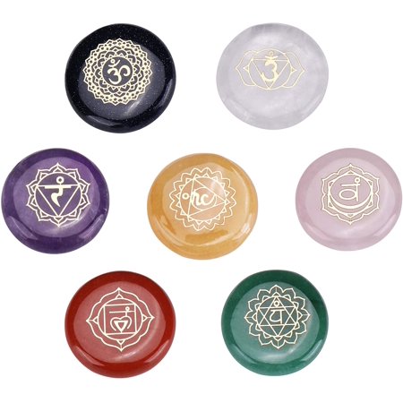 7 Chakra Stones Set Natural Healing Crystal with Engraved Chakra ...