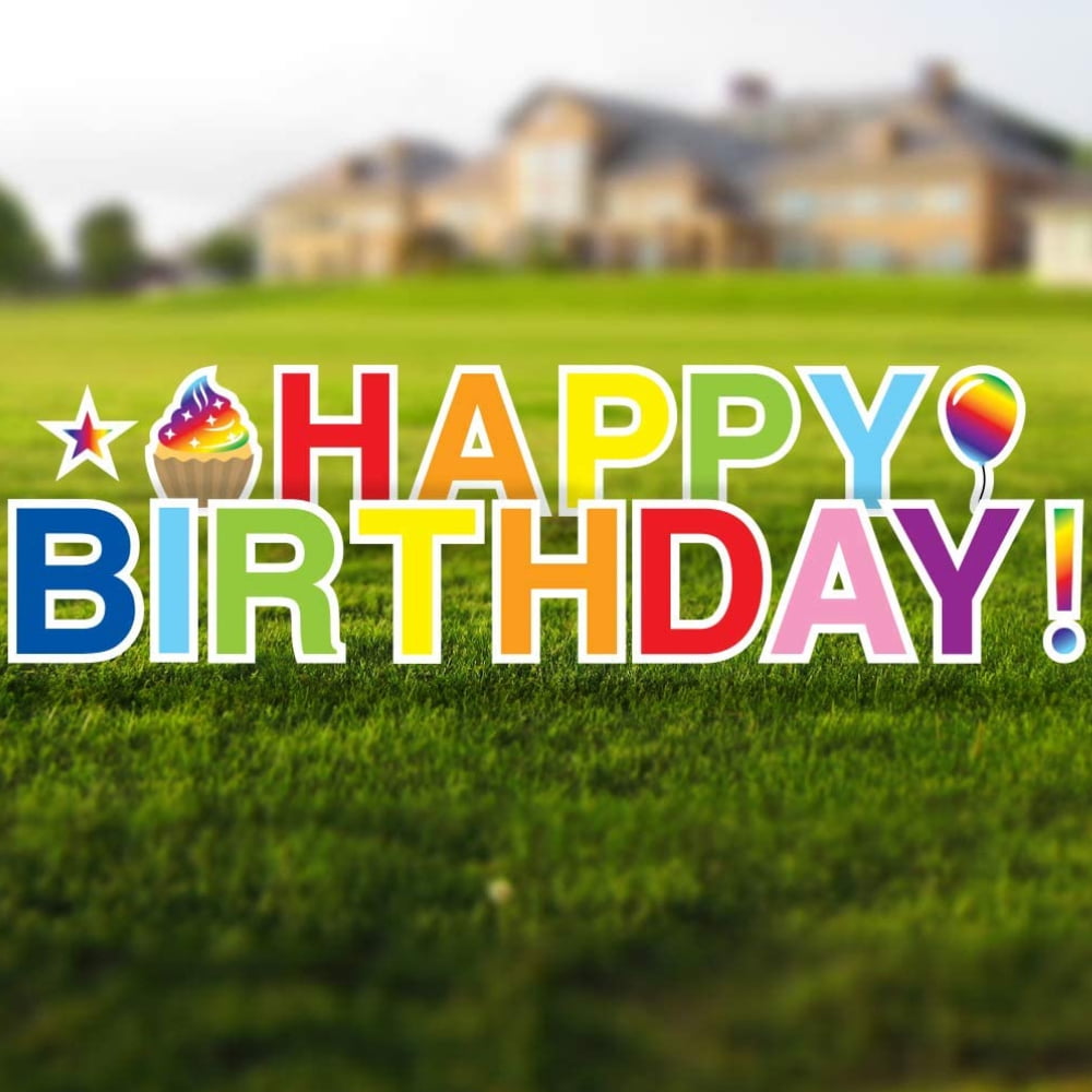 Vispronet Rainbow 18" Happy Birthday Yard Sign, 17 Piece Letter Set ...
