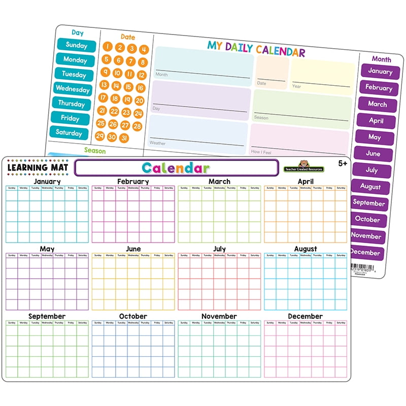Calendar Learning Mat | Bundle of 2 Each - Walmart.com