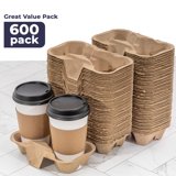 [600 Pack] Pulp Fiber Drink Carrier Tray Biodegradable 2 Cup Container ...