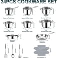 Stainless Steel Cookware Set - 24 count Kitchen Cookware Sets with 3 ...