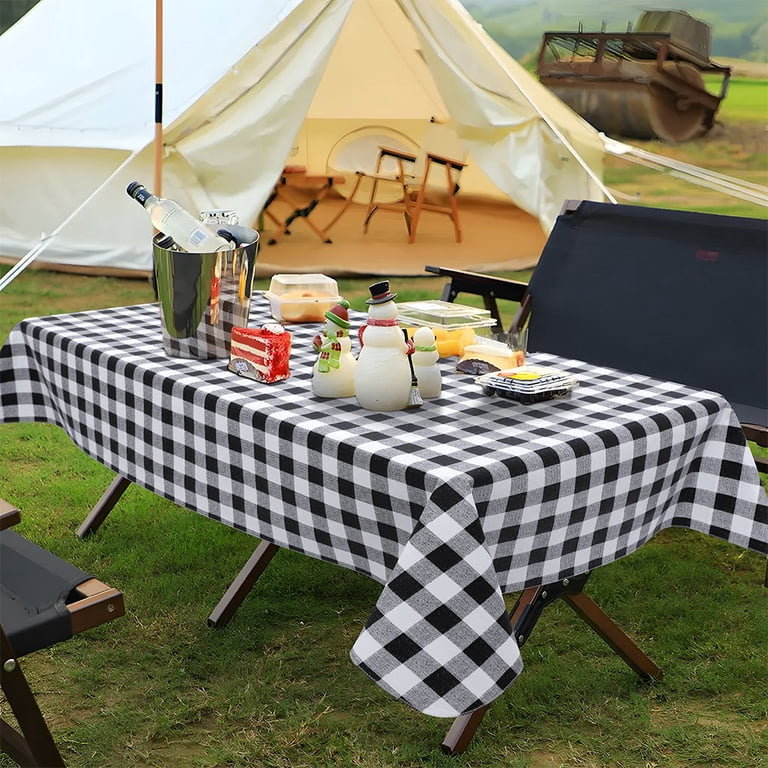 Black And White Checkerboard Vinyl Tablecloth