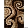 Allstar Living Room Coco Shaggy Area Rug, 3D Brown Spiral Design, 5' x ...