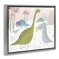 Stupell Industries Earthy Jurassic Dinosaurs Gray Framed Floater Canvas ...