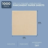 Juvale Food Grade Parchment Paper, 1000 Precut 4x4 Brown Squares ...