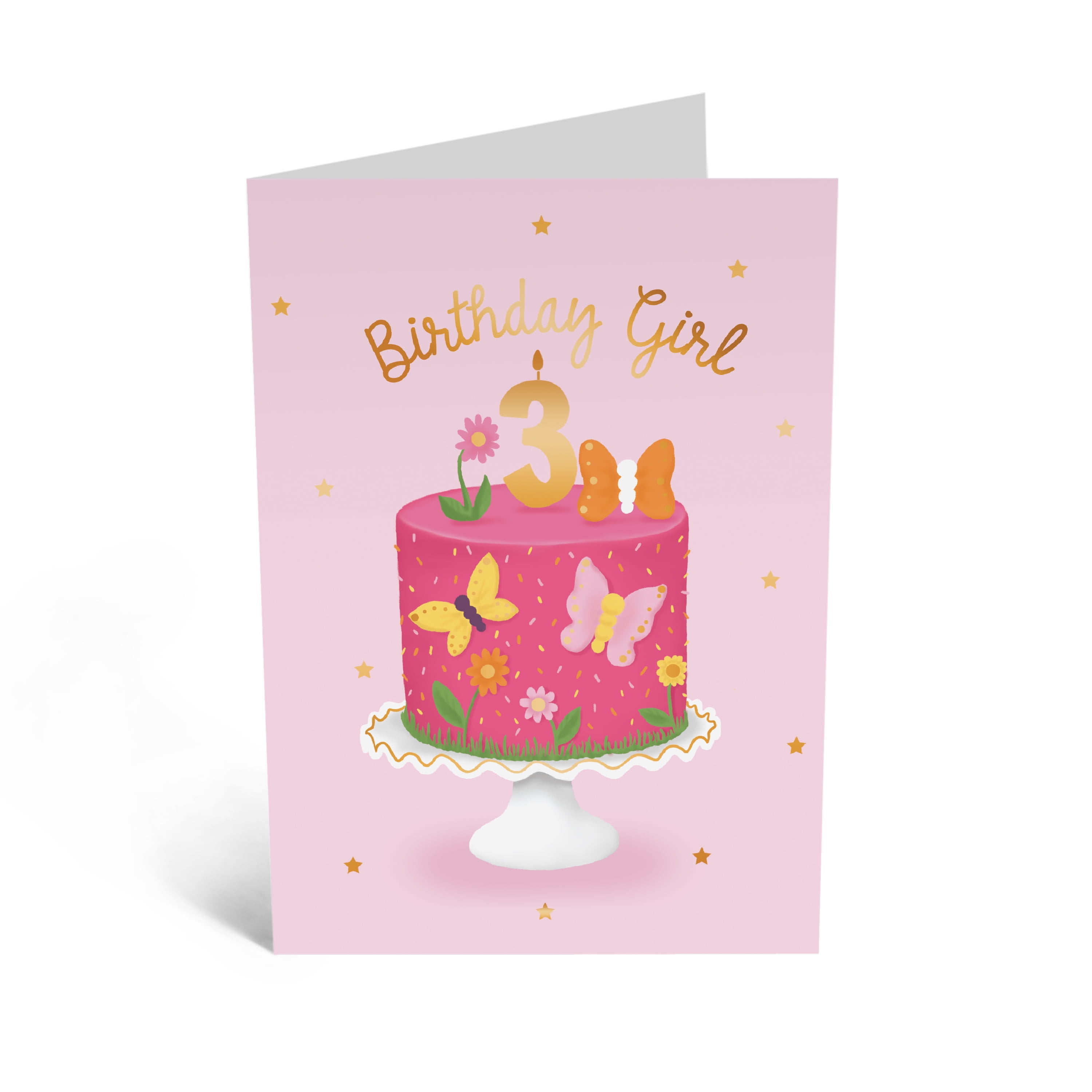 Third Birthday Card for Girls - Happy 3rd Birthday Card - Age 3 - Three ...