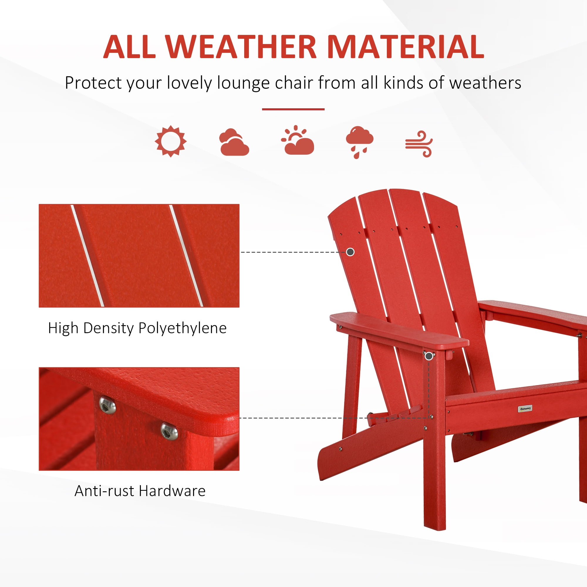 Buy Outsunny Oversized Adirondock Chair, Outdoor Fire Pit & Porch ...