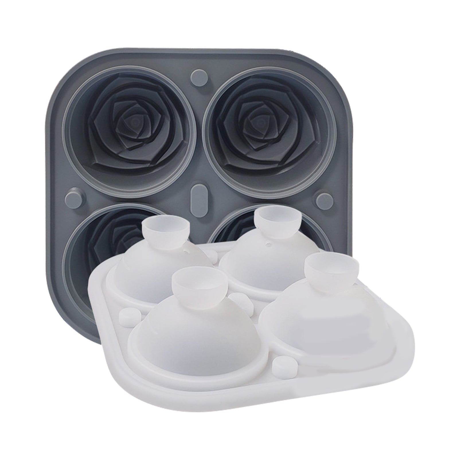 Reheyre Super Soft Ice Cube Tray Exquisite Shape Silicone 4-Hole ...