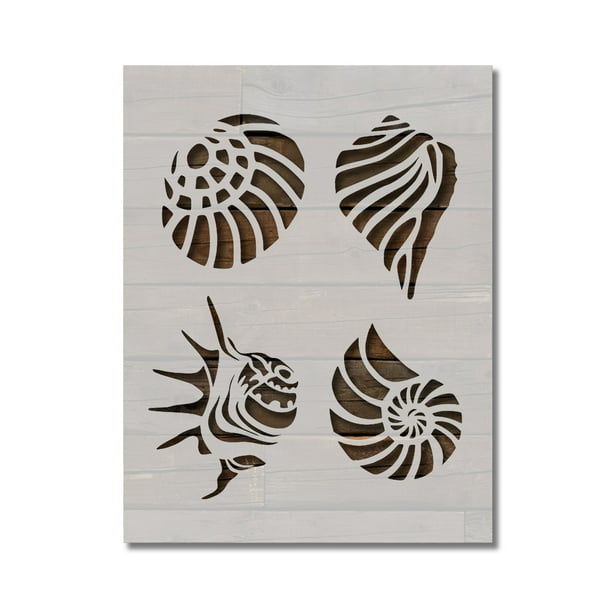 Various Sea Shells Option 2 Stencil Template Reusable 8.5 x 11 Inches ...