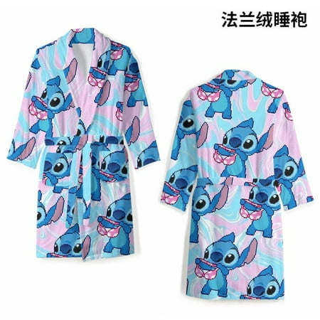 Disney Stitch Bathrobe Fashion Women's Bathrobe Cartoon Homewear Warm ...