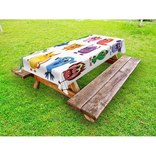 Funny Outdoor Tablecloth, Animated Bacteria Aliens Theme Germ Whimsical ...