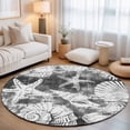 Marine Life 3FT Round Area Rugs Grey Black Sea Starfish Shells Conch ...
