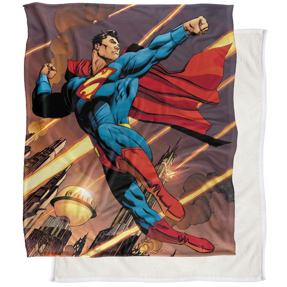 Superman, 50"x60", Attack On Metropolis Silky Touch Sherpa Back Super ...