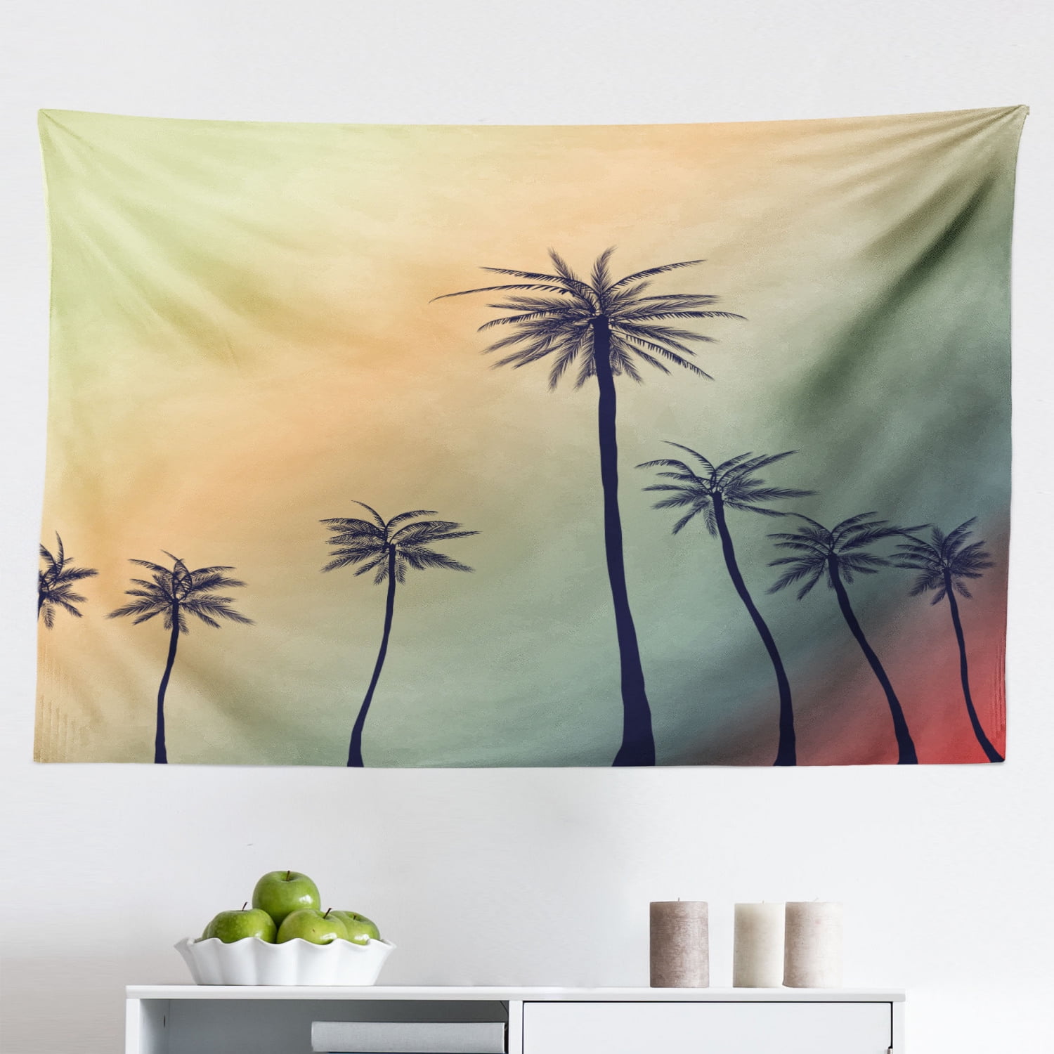 Summer Tapestry, Abstract Spiral Swirly Drawn Sun Motifs on Wavy Lines ...