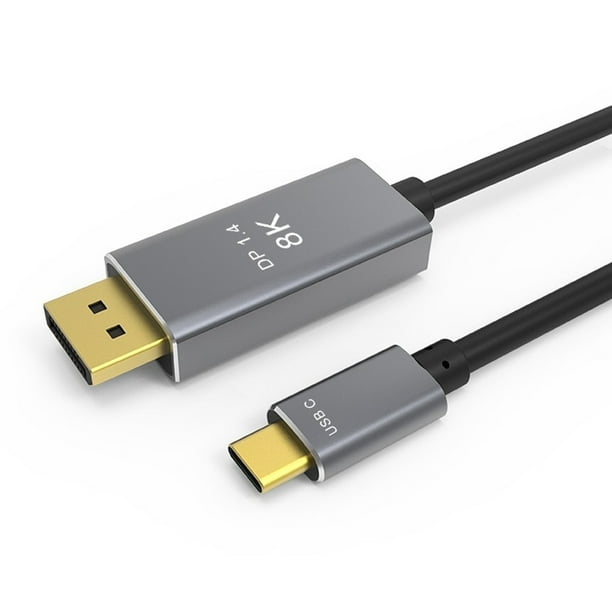 Cable de vídeo USB-C a DisplayPort, 8k/5K/4K, conectores dorados, 1,8 m ...