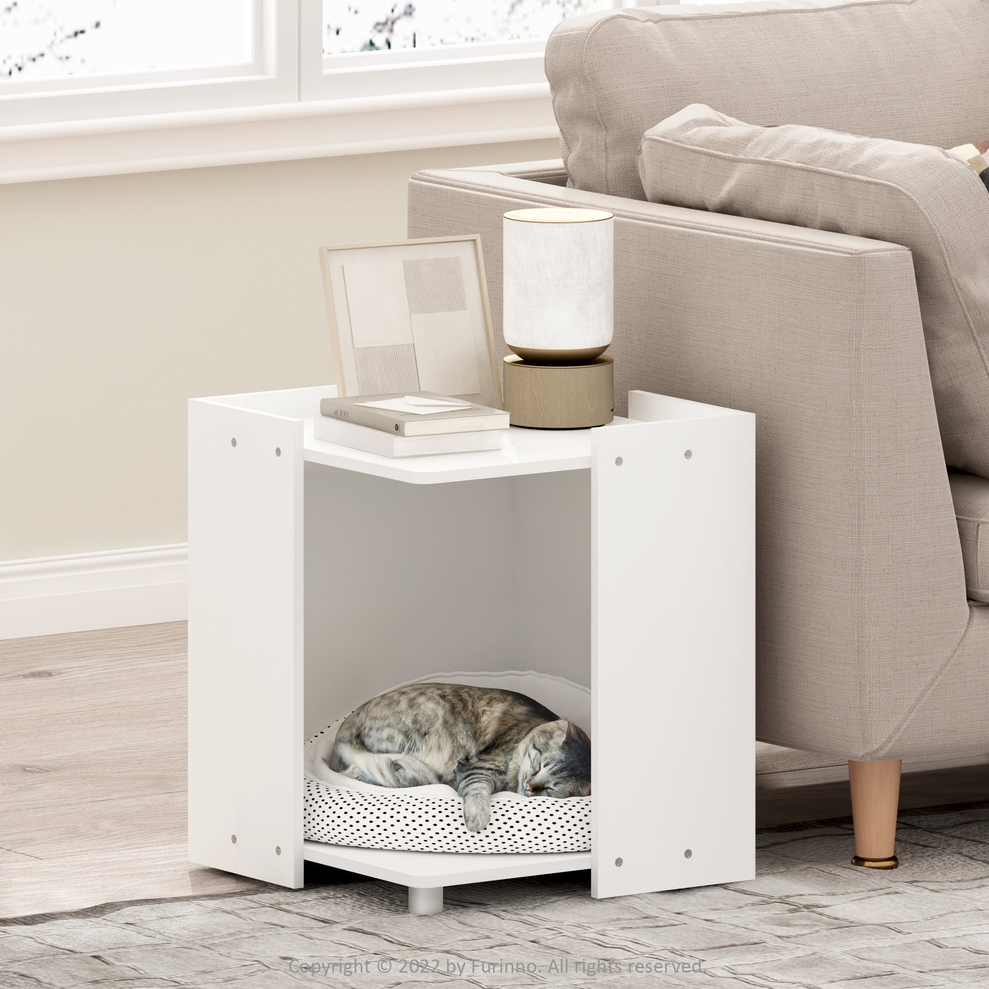 Furinno Peli Litter Box Enclosure, Solid White - Walmart.com