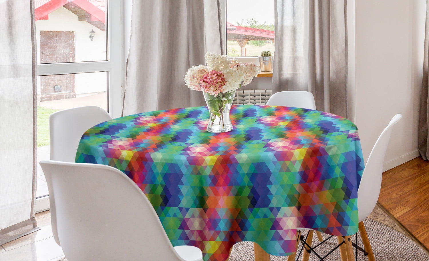 Geometric Round Tablecloth, Abstract Gradient Hipster Modern Digital ...
