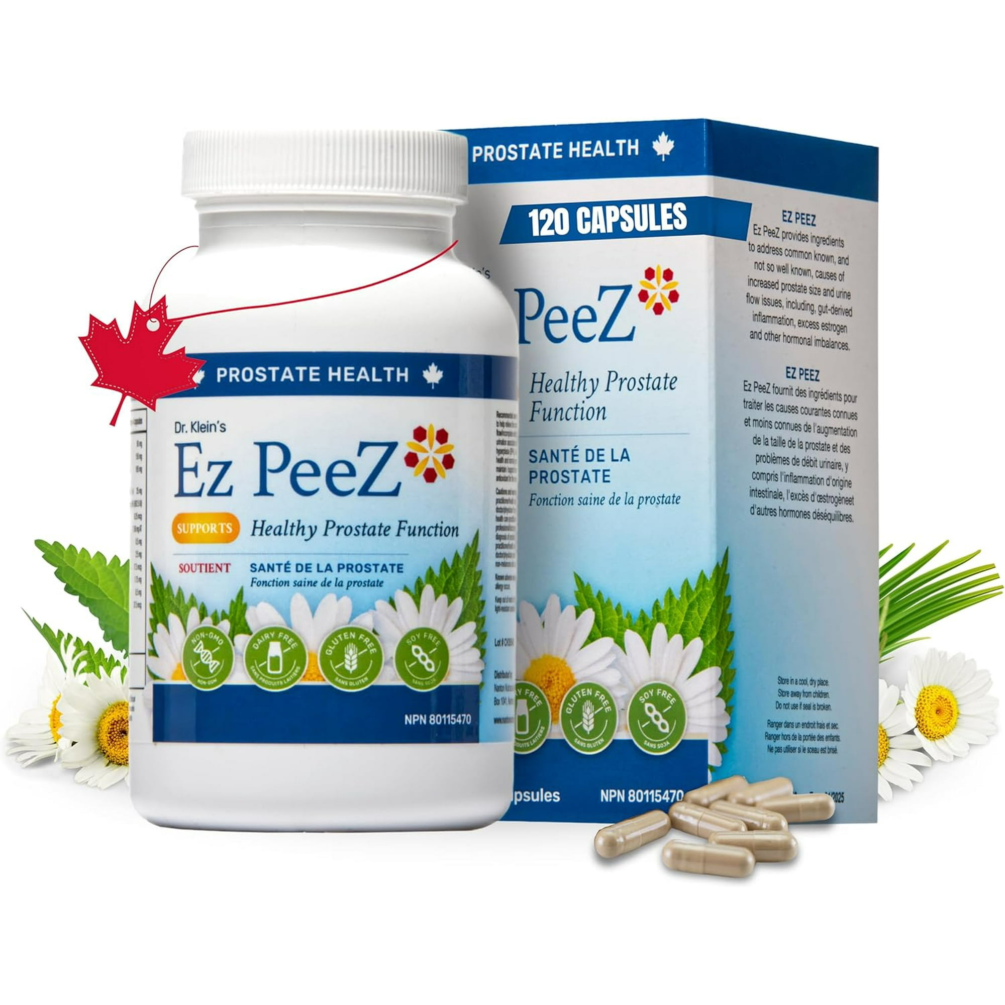 Dr. Kleins Ez Peez Prostate Supplement For Men. Prostate Health Support To Reduce Symptoms Of Bph. Relieves Frequent Urination & Weak Urinary Flow. S
