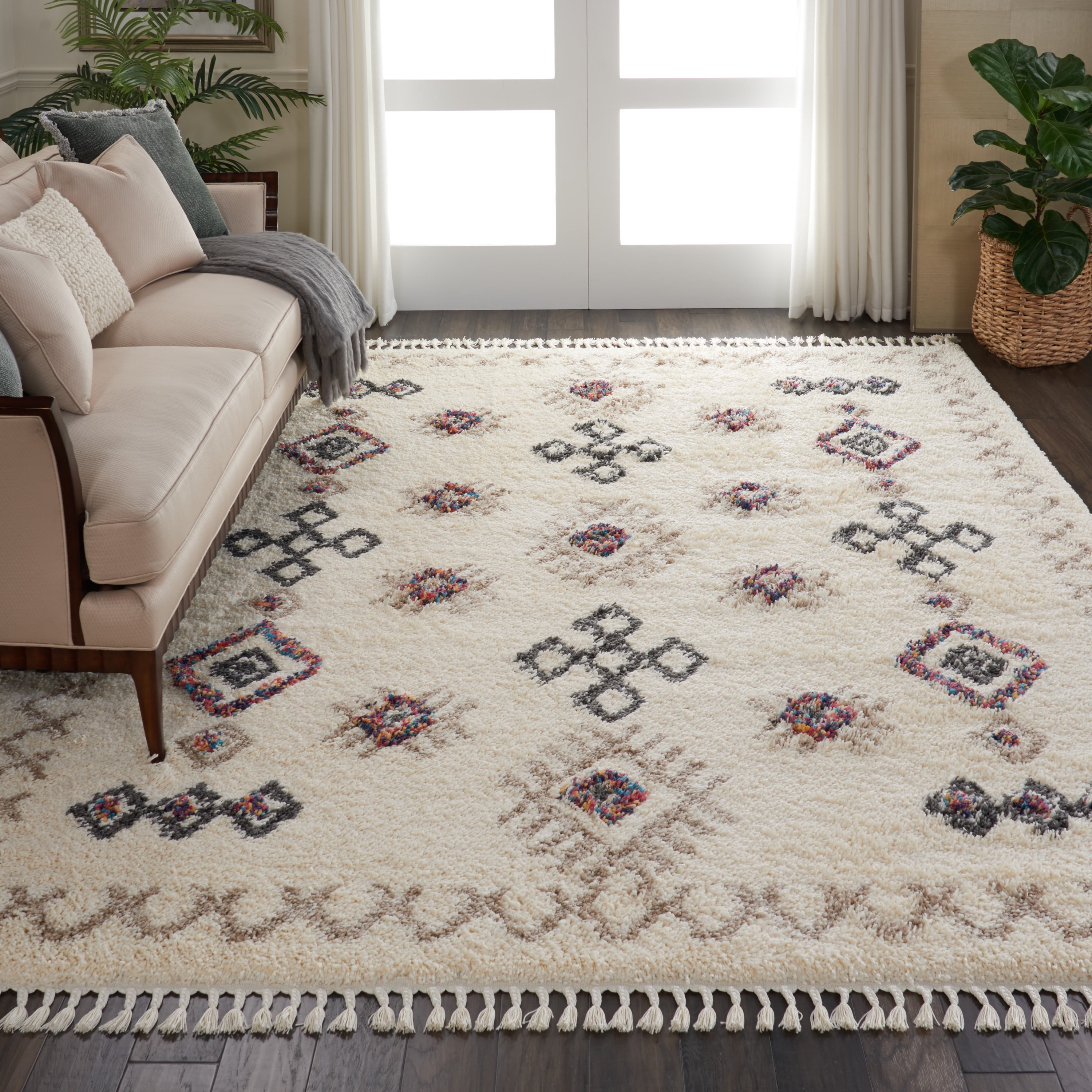 Nourison Nordic Shag Scandinavian Tribal Ivory Area Rug - Walmart.com