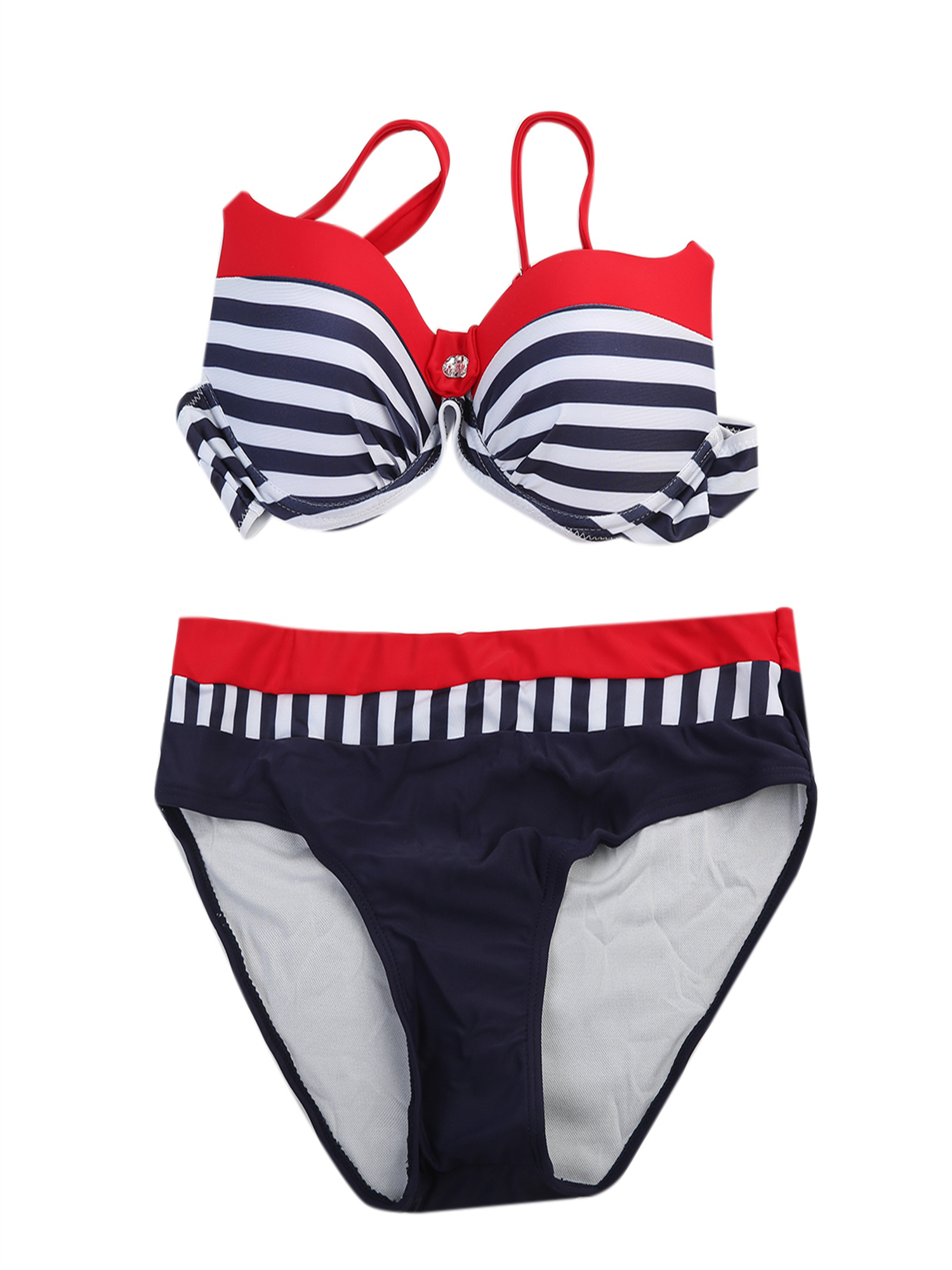 Gureui Women Summer Bathing Suit, Striped Sleeveless Padded One-Piece ...