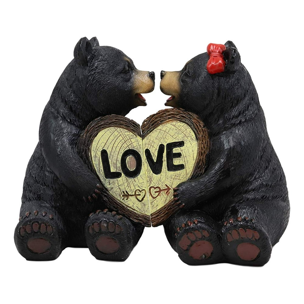 Ebros Whimsical Love is in The Air Black Bear Couple Kissing and ...