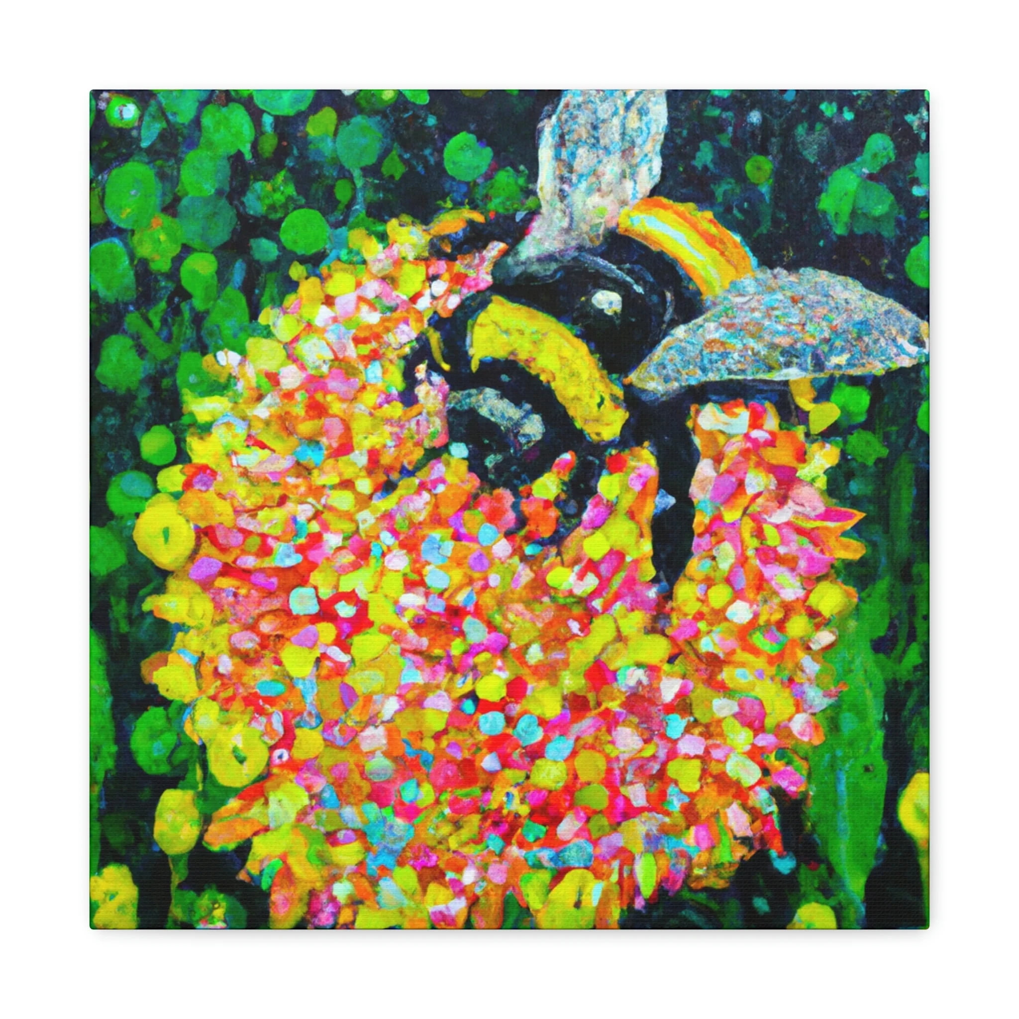 Bumblebee in Pointillism - Canvas - Walmart.com