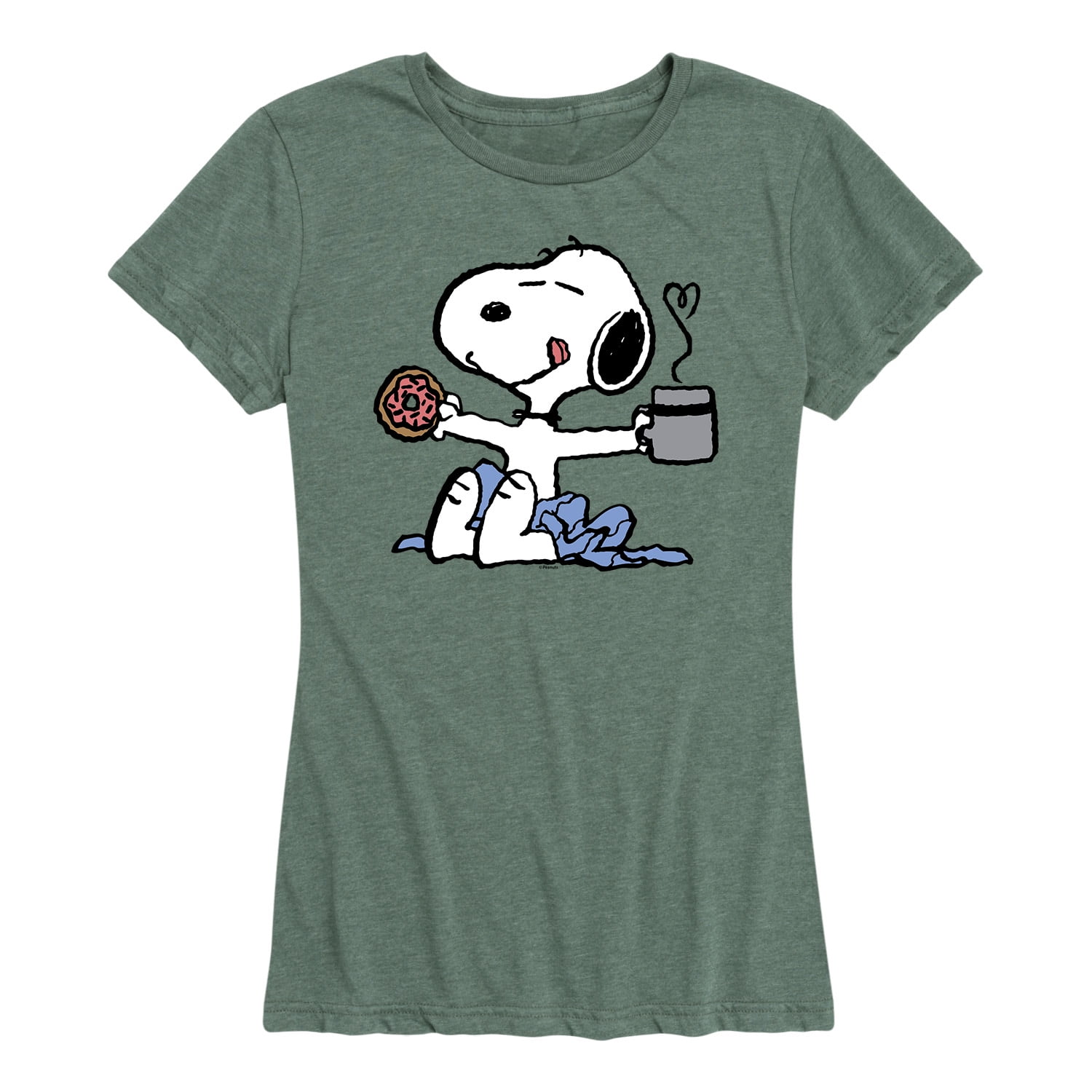 Peanuts Donut Coffee Snoopy Womens Short Sleeve Graphic T Shirt