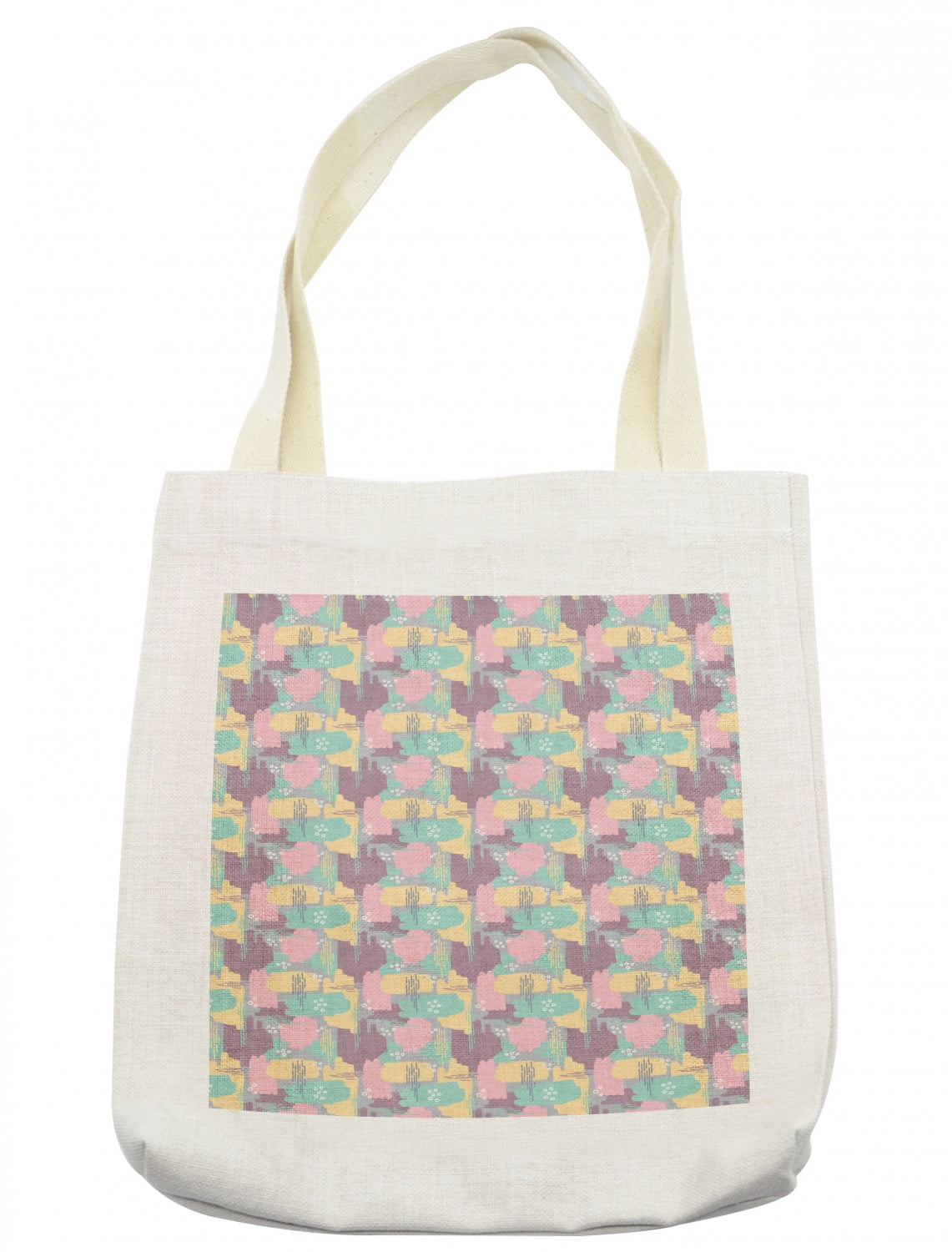 Abstract Tote Bag, Pastel Color 90s Retro Memphis Style Paint Brush ...