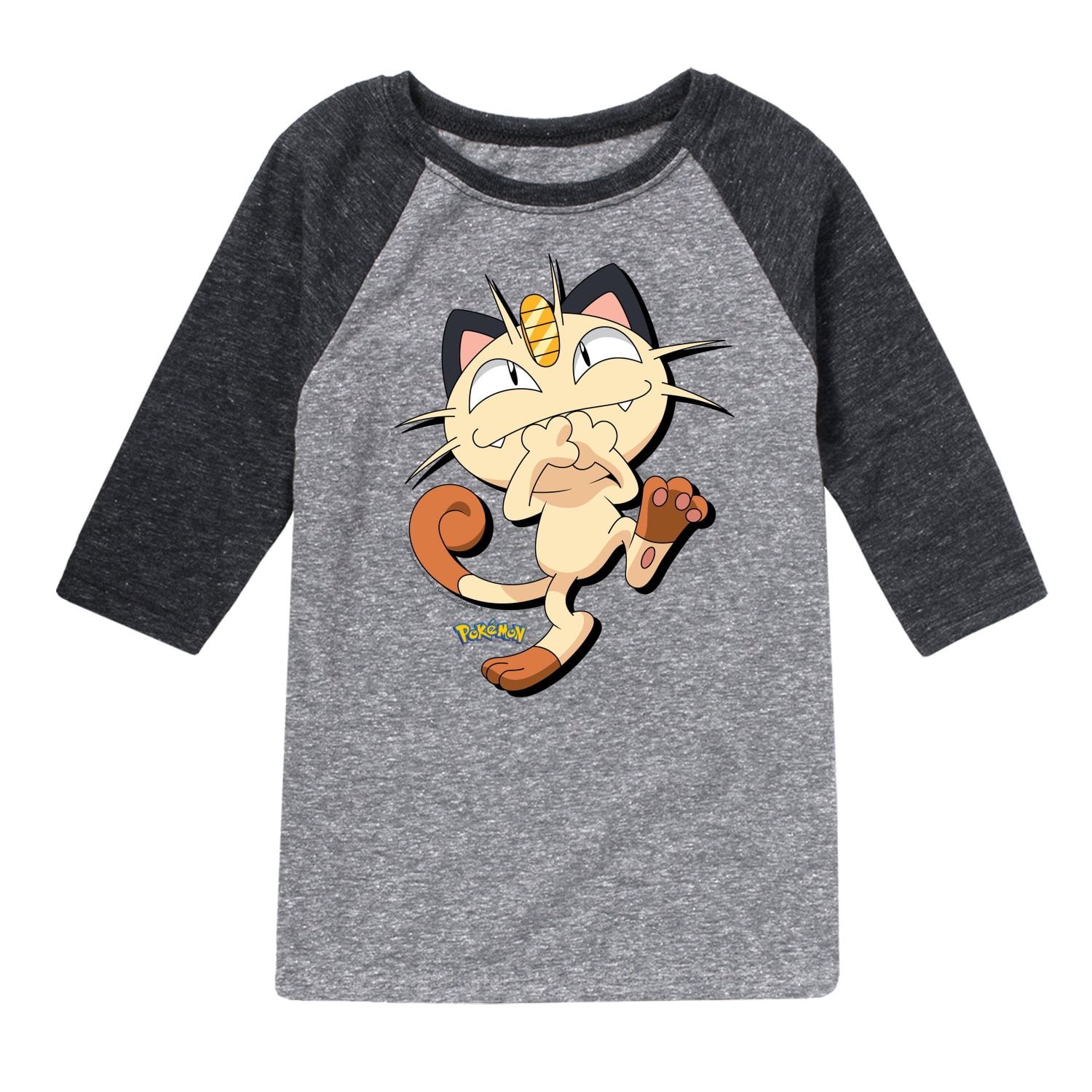 Pokémon - Meowth Mischevious Laugh - Youth Raglan Graphic T- Shirt ...