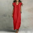 Efsteb Summer Dresses for Women Fly Sleeve V-Neck Ruffle Trim Maxi ...