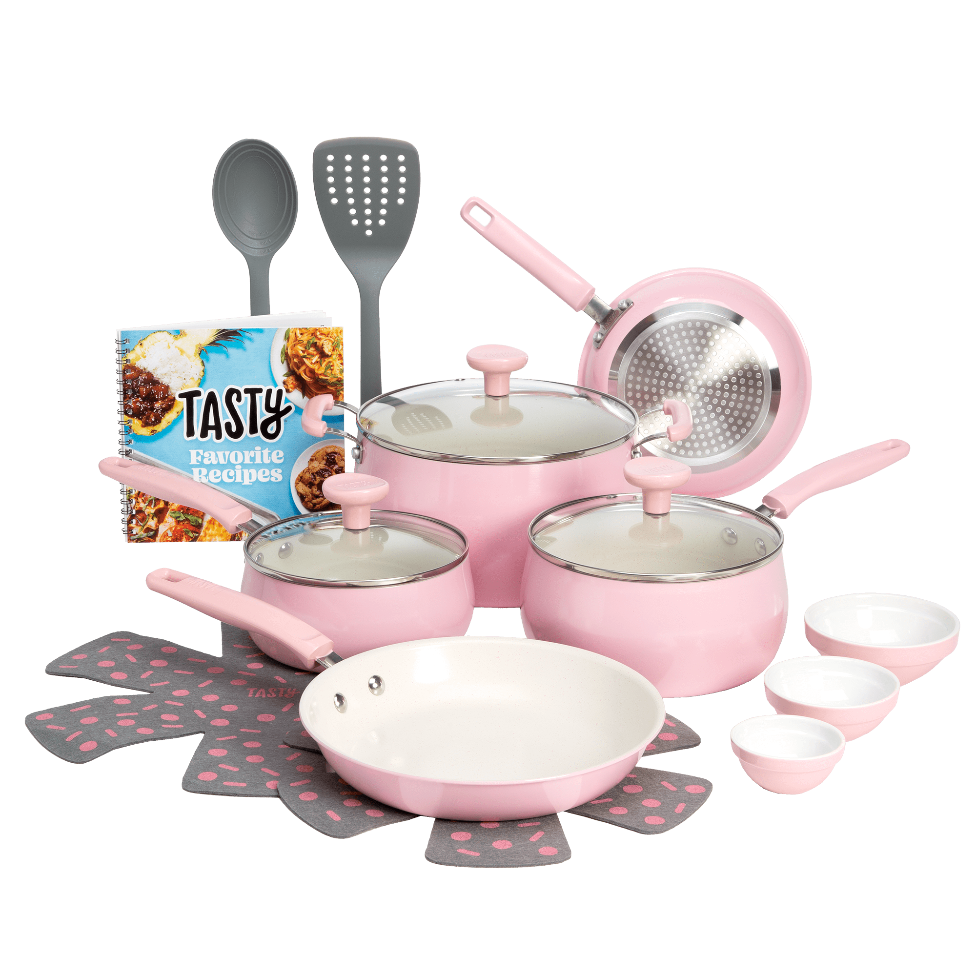 Tasty Clean Ceramic 16 Piece Non-Stick Aluminum Cookware Set, Pink - Walmart.com