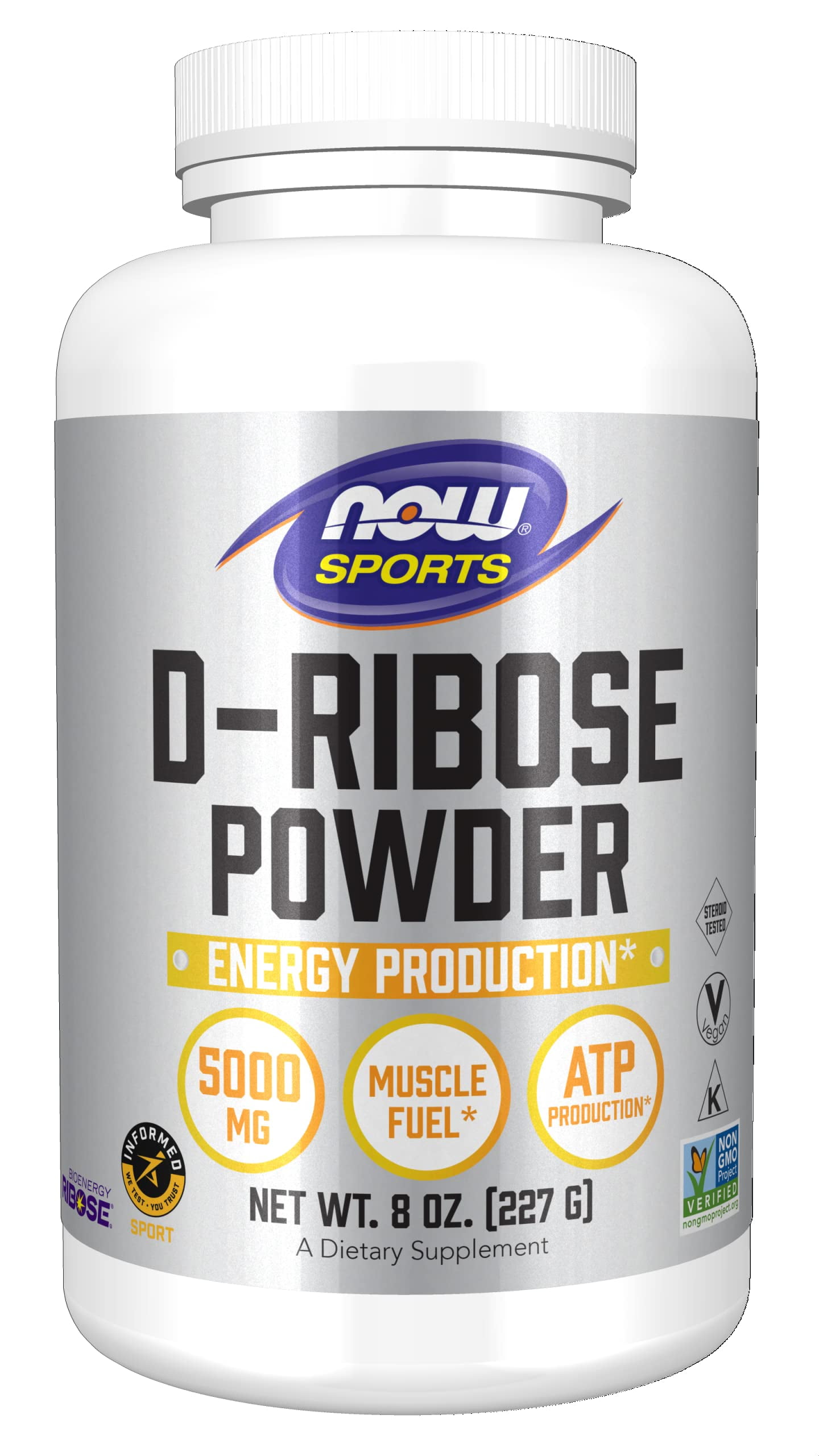 Suplemento NOW Sports Nutrition D-Ribosa en polvo, 5000 mg, 240 ml ...