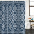 60x72 Inch Shower Curtains for Bathroom, Blue Geometric Fabric Bath ...