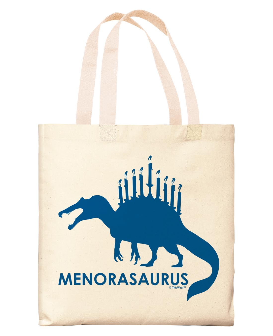 ThisWear Hanukkah Menorah Hanukkah Menorah-Saurus Natural Handle Canvas ...