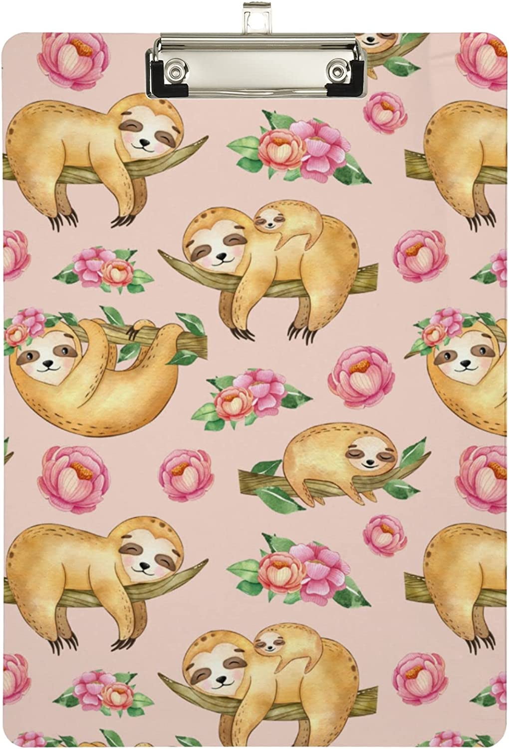 FMSHPON Sweet Cute Sloth Flowers Clipboard Hardboard Wood Nursing Clip ...