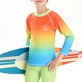Boys Swimwear Set Summer Color Block Print Long Sleeve Rash Guard Swim ...