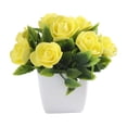 Artificial Mini Rose Potted Flowers, Faux Silk Floral Arrangement in ...