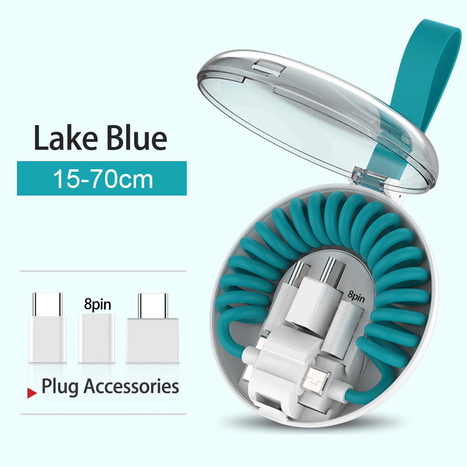 Waroomhouse Charging Cable 3 Adapters with Storage Box Stretchy Safe ...