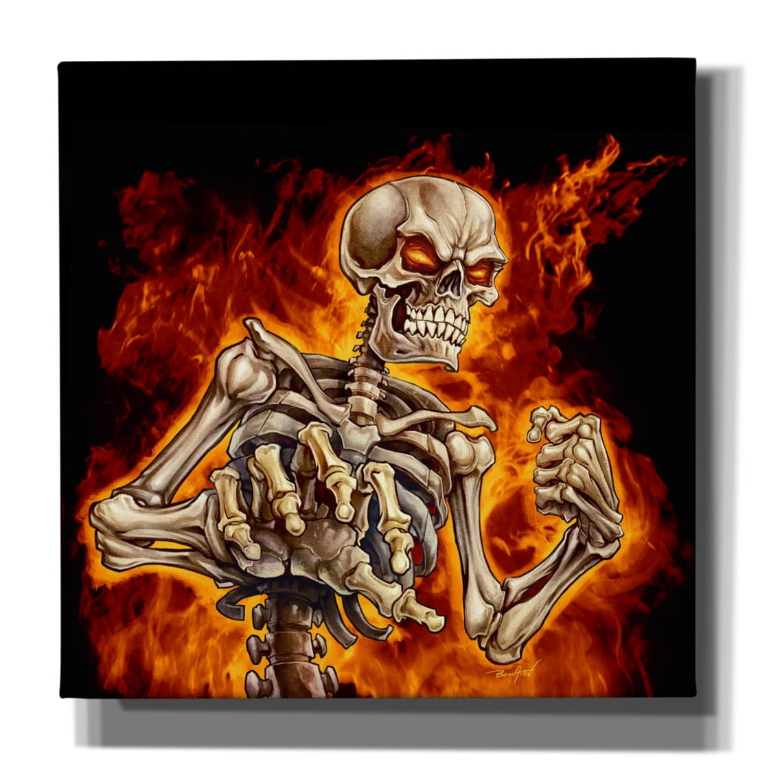 Epic Graffiti 'Skeleton With Fire' by Flyland Designs, Canvas Wall Art ...