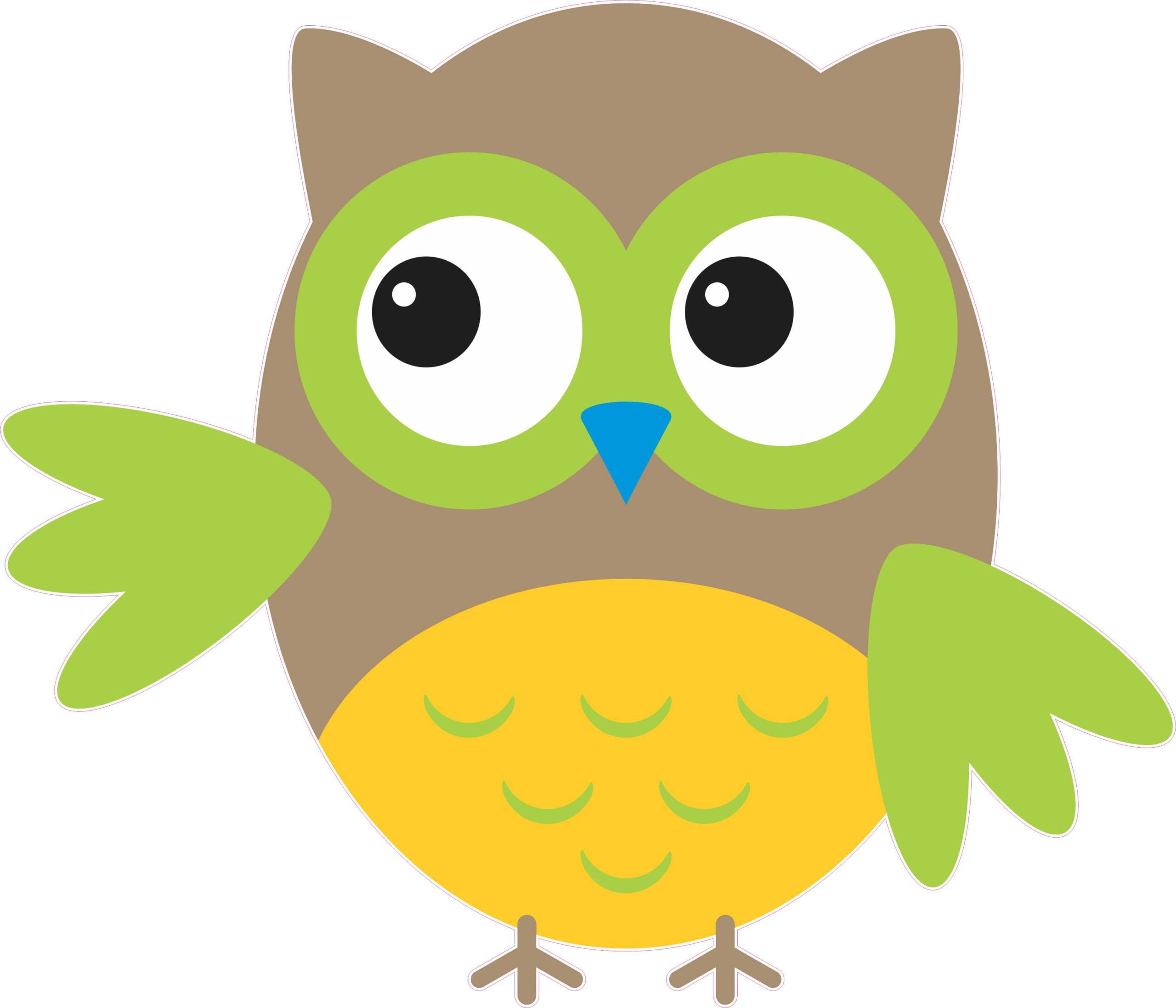 StickerTalk Green and Yellow Owl Vinyl Sticker, 9 inches x 10.5 inches ...